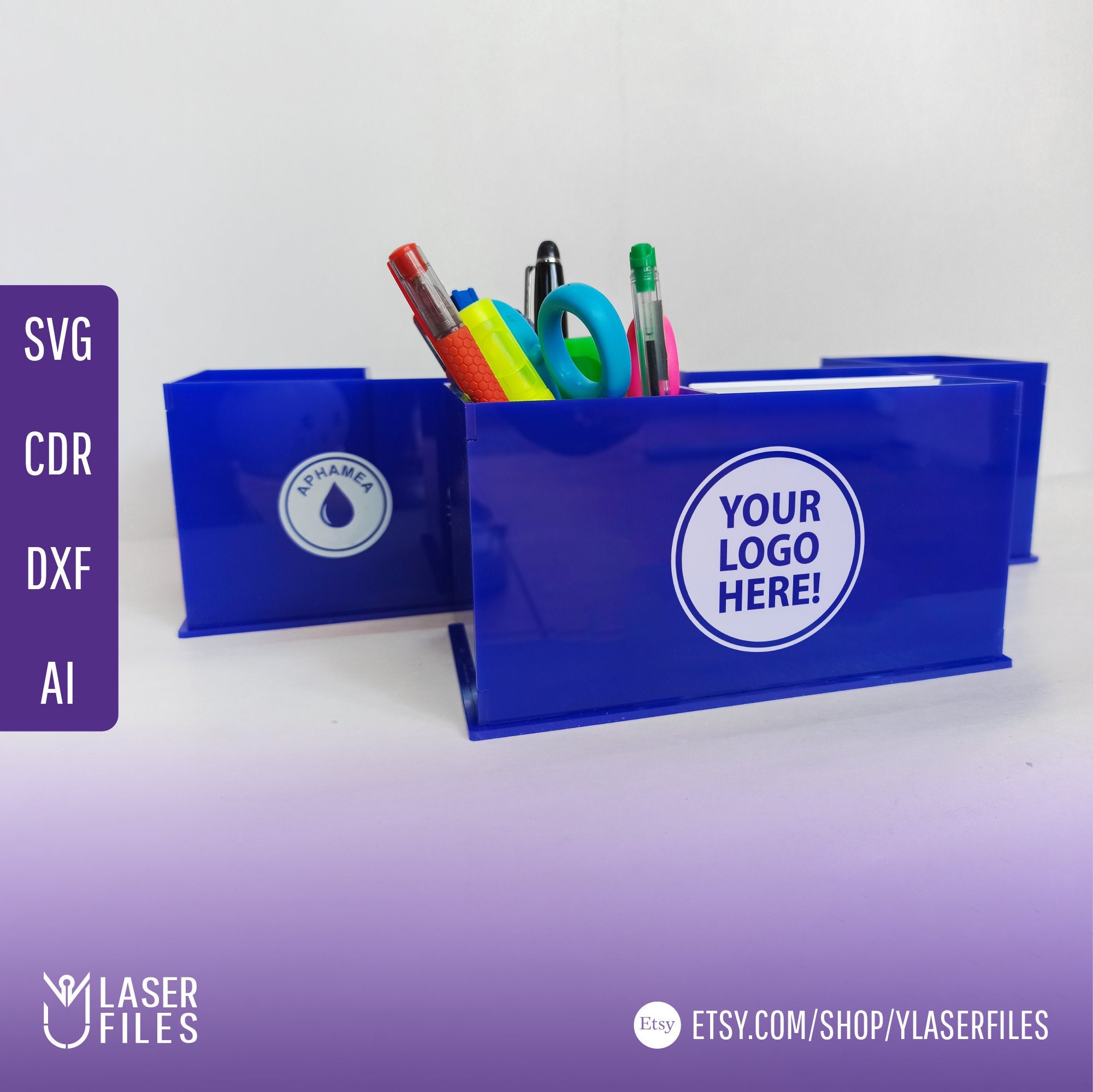 Desk Organizer Wood / Acrylic SVG Dxf Ai Cdr Laser Cutting File 1/16 1/ ...