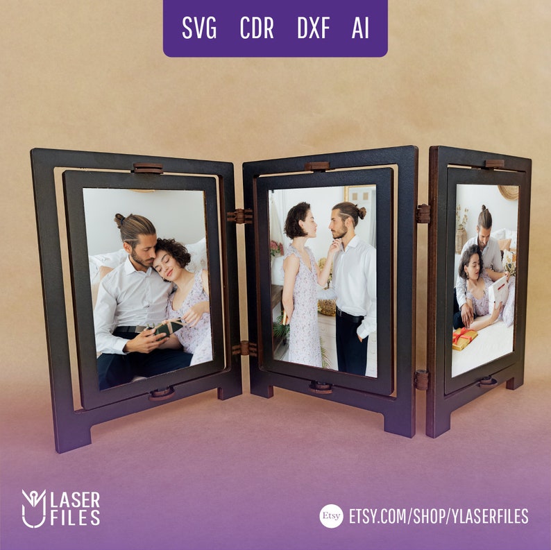 Rotating/turning Photo Frame 3 Frames Adjustable SVG Ai - Etsy