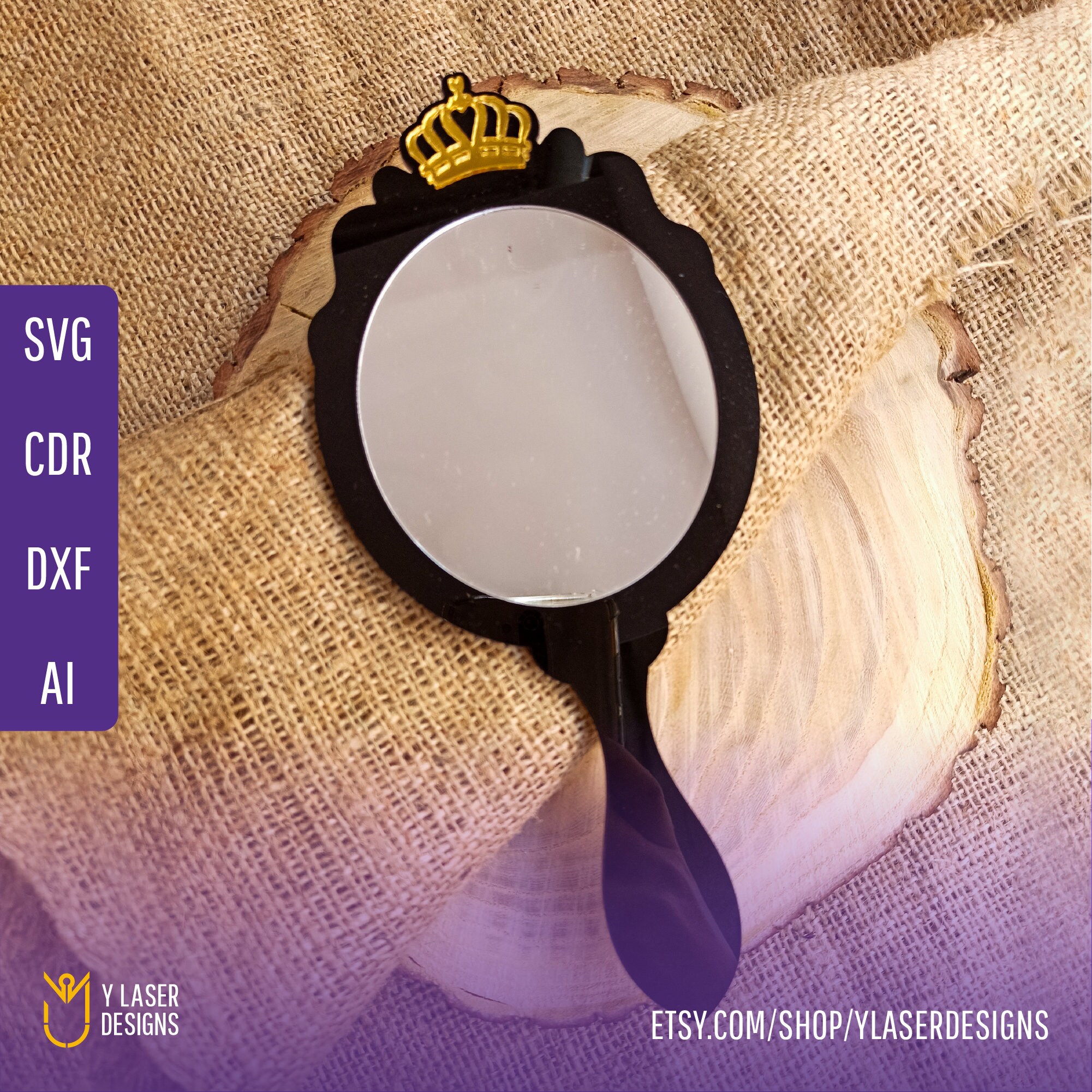 Butterfly Hand Mirror Laser Cutting Design File SVG DXF Ai Cdr Custom ...