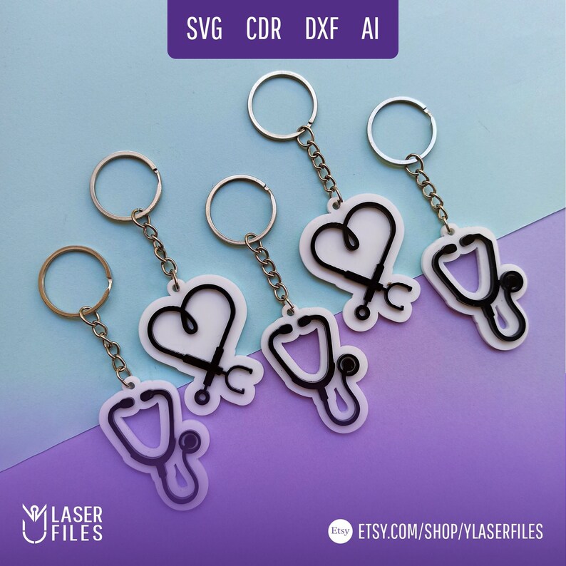Professions SVG Ai Cdr Dxf Pdf Key Chain Laser Cutting File 9 Pack/set ...