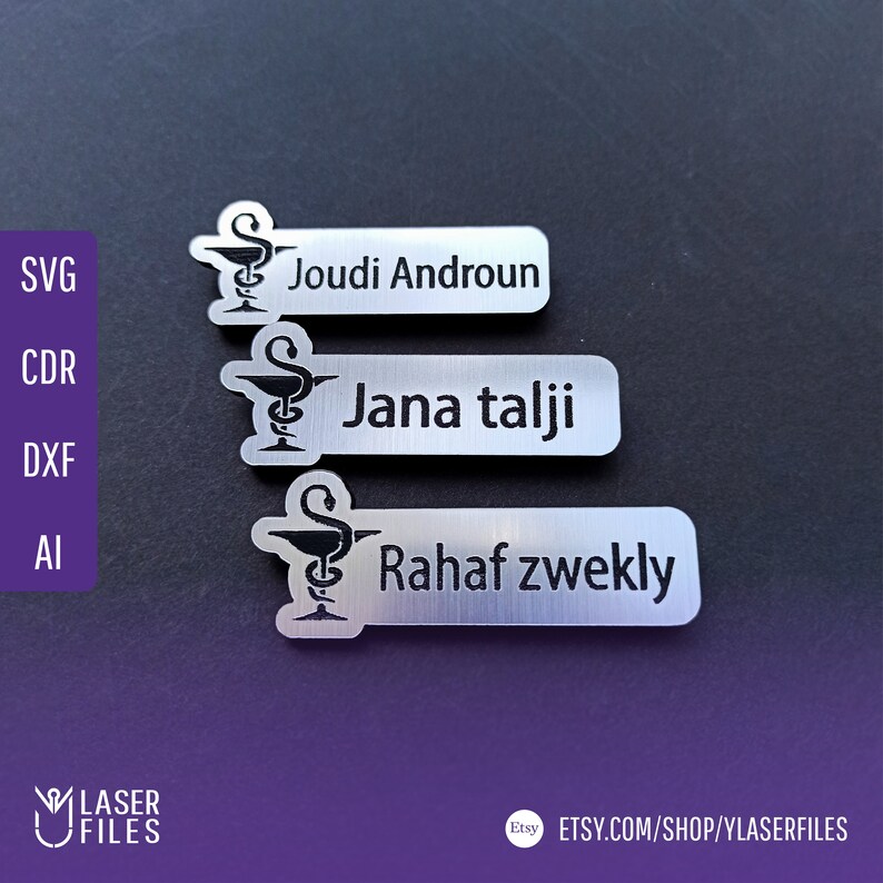 16 Name Tag Pins / Labels / Badges Collection SVG DXF Cdr Ai Laser ...