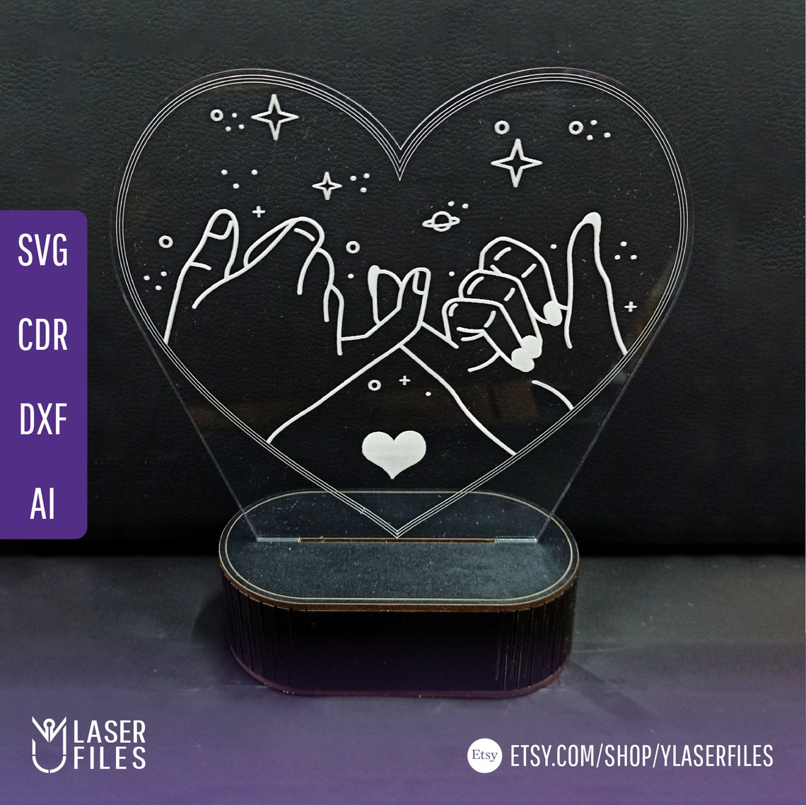Pinky Promise 3D LED Light Laser Cutting File svg Cdr Ai - Etsy Canada