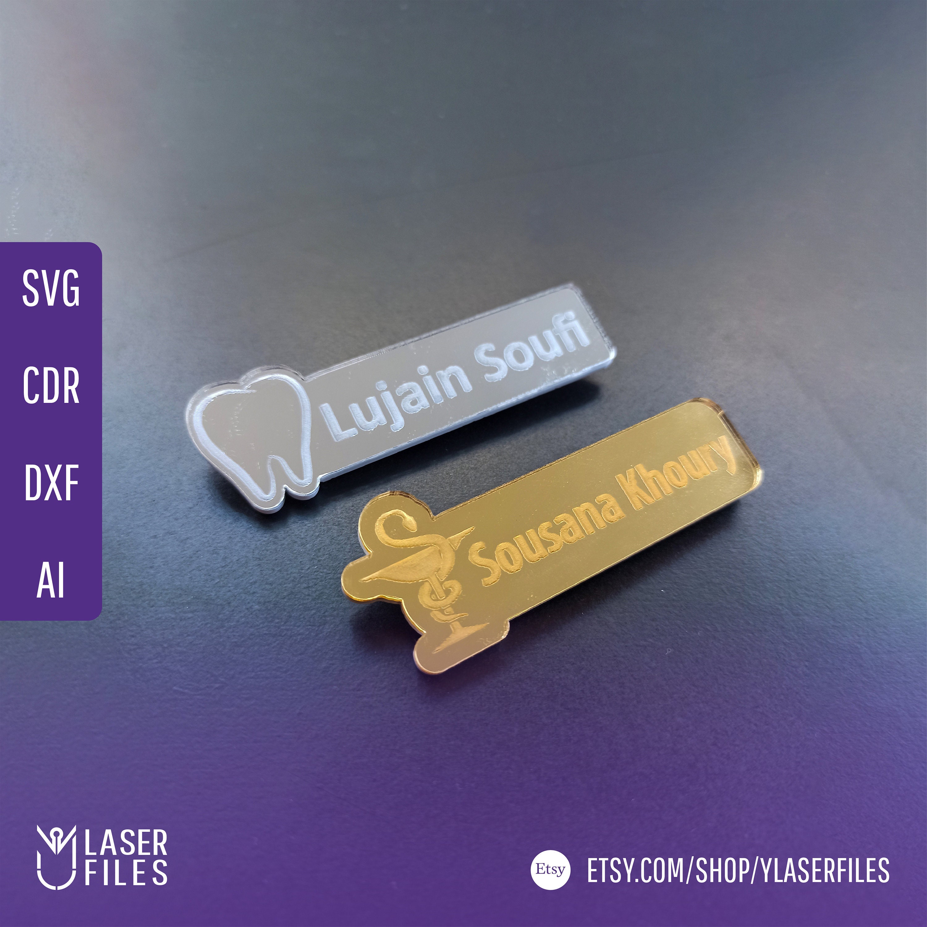 16 Name Tag Pins / Labels / Badges Collection SVG DXF Cdr Ai - Etsy