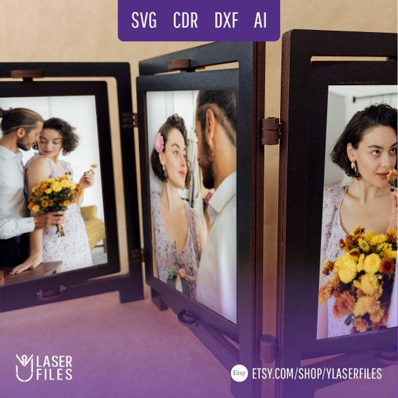 Rotating/turning Photo Frame 3 Frames Adjustable SVG Ai - Etsy