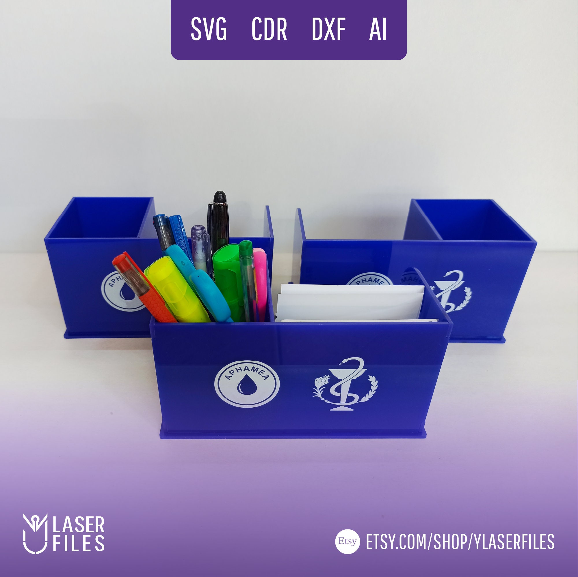 Desk Organizer Wood / Acrylic SVG Dxf Ai Cdr Laser Cutting File 1/16 1/ ...