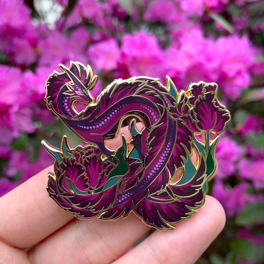 Dragon Enamel Pin Tulip 'black Parrot' | Dracoflora Flower Dragon ...