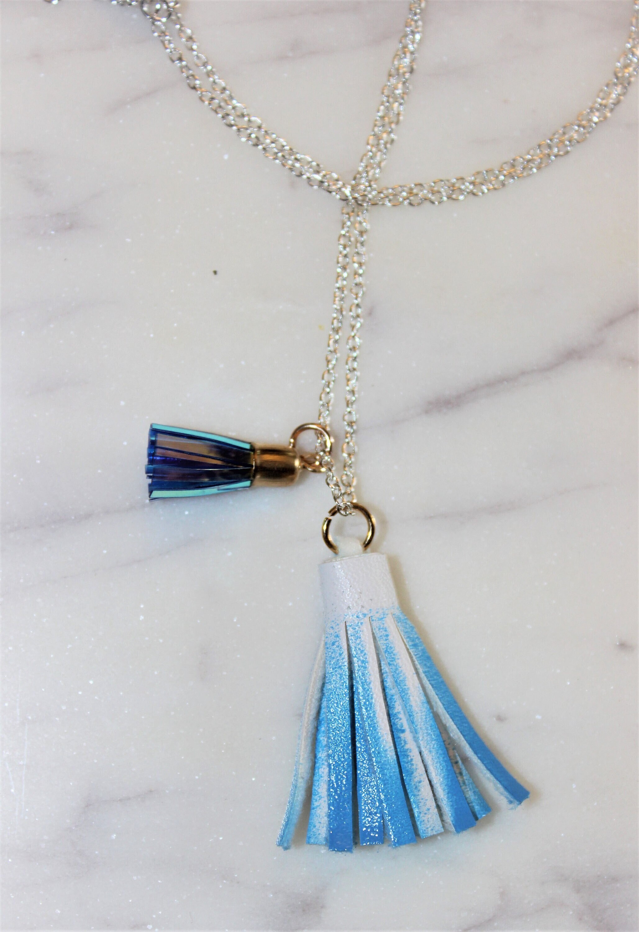 Blue Tassel Necklace - Etsy