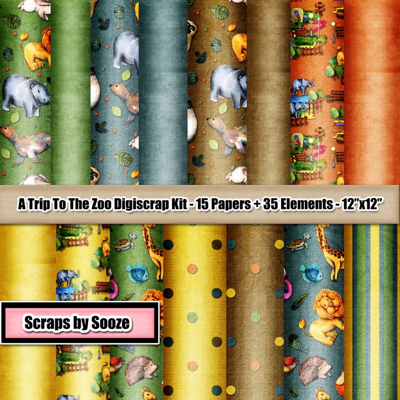 Trip to the Zoo Digiscrap Kit Digital Scrapbooking - Etsy