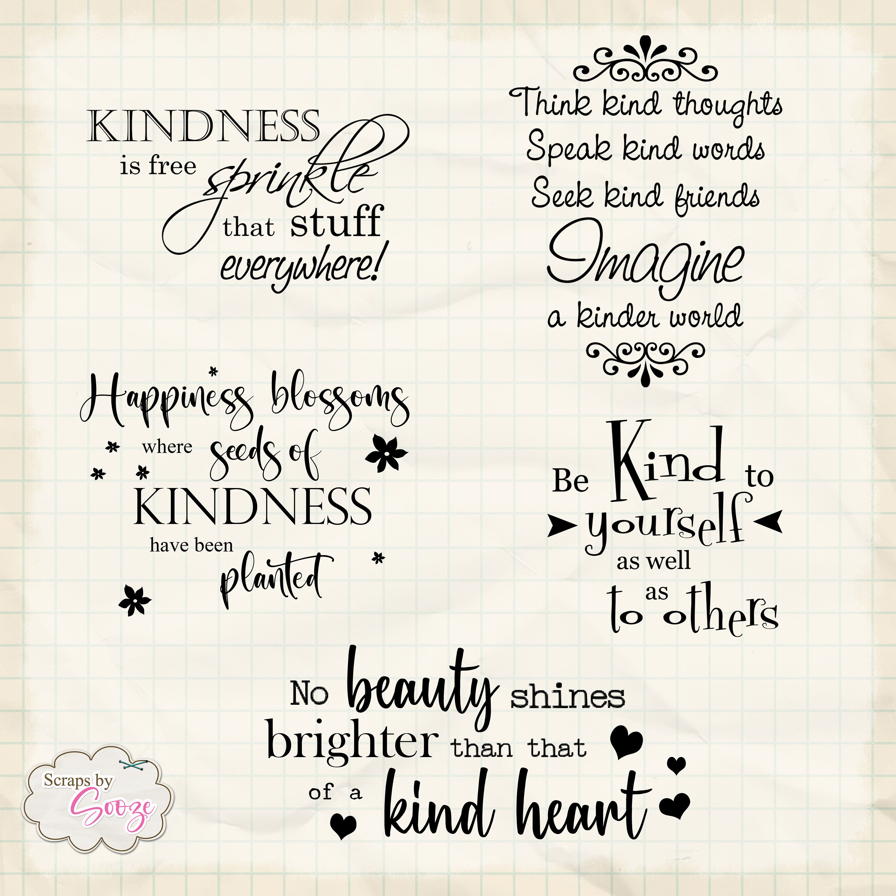 Kindness Wordart 300dpi Png Phrases Words Quotes Digital Scrapbooking ...