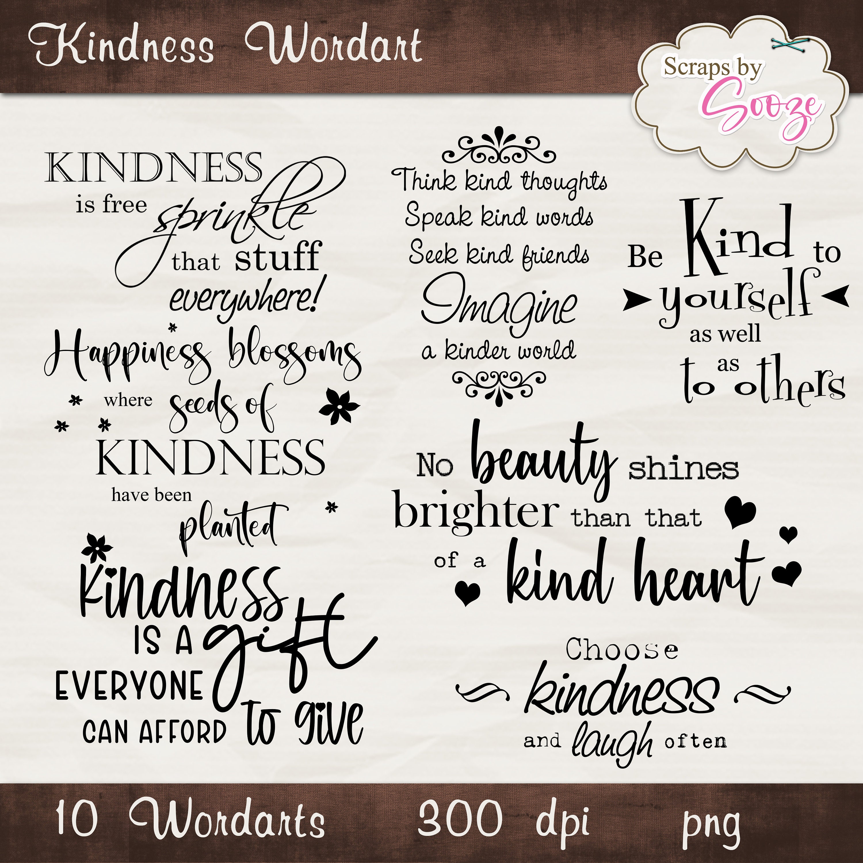 Kindness Wordart 300dpi Png Phrases Words Quotes Digital Scrapbooking ...