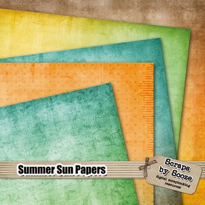 20 Summer Sun Digital Papers Printable Digiscrap Scrapbook Card Making ...