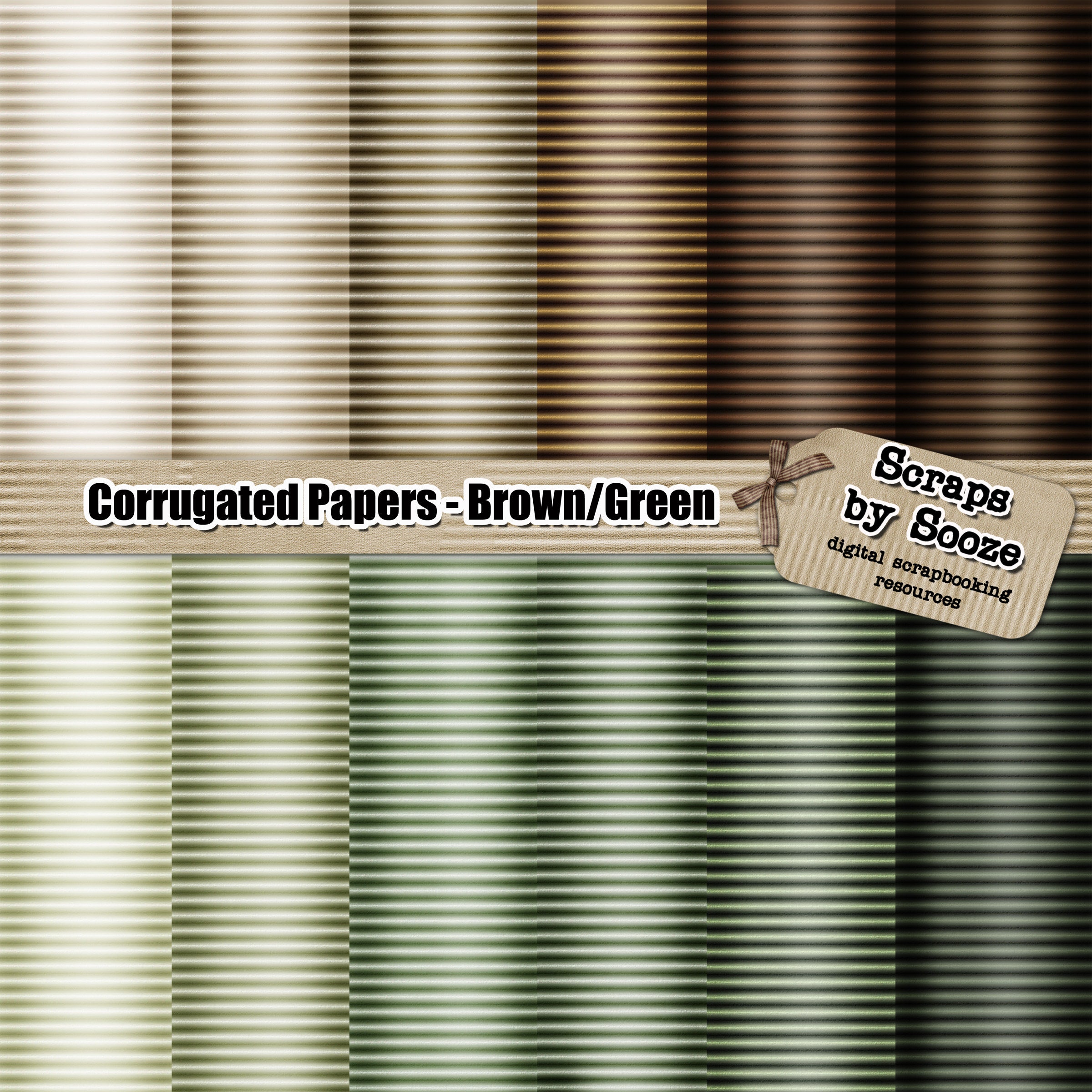 48 Corrugated Papers Digital Scrapbooking Printable Cardboard Digiscrap ...