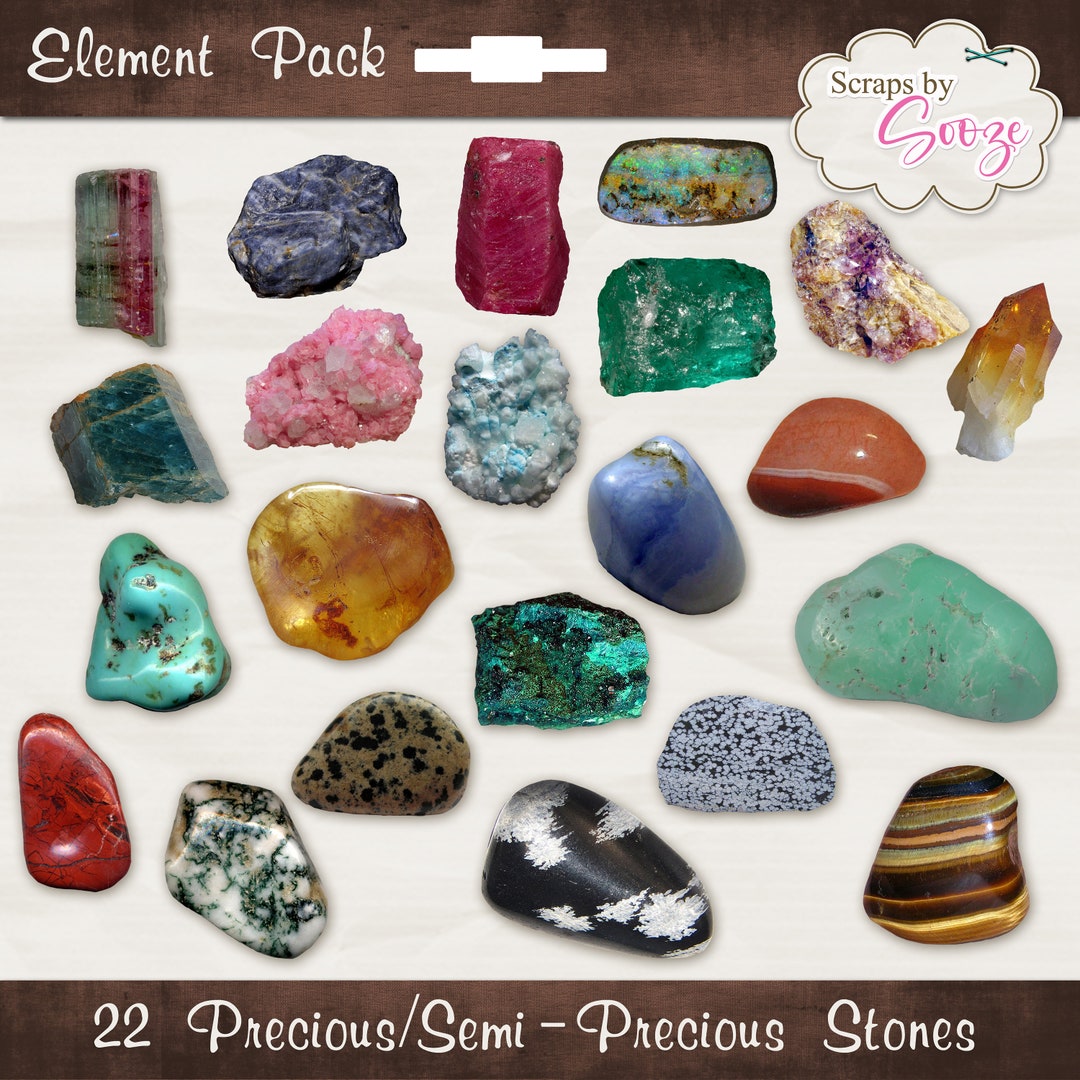 Digital Elements Crystals Gemstones Tumbled Stones Printable Photo ...