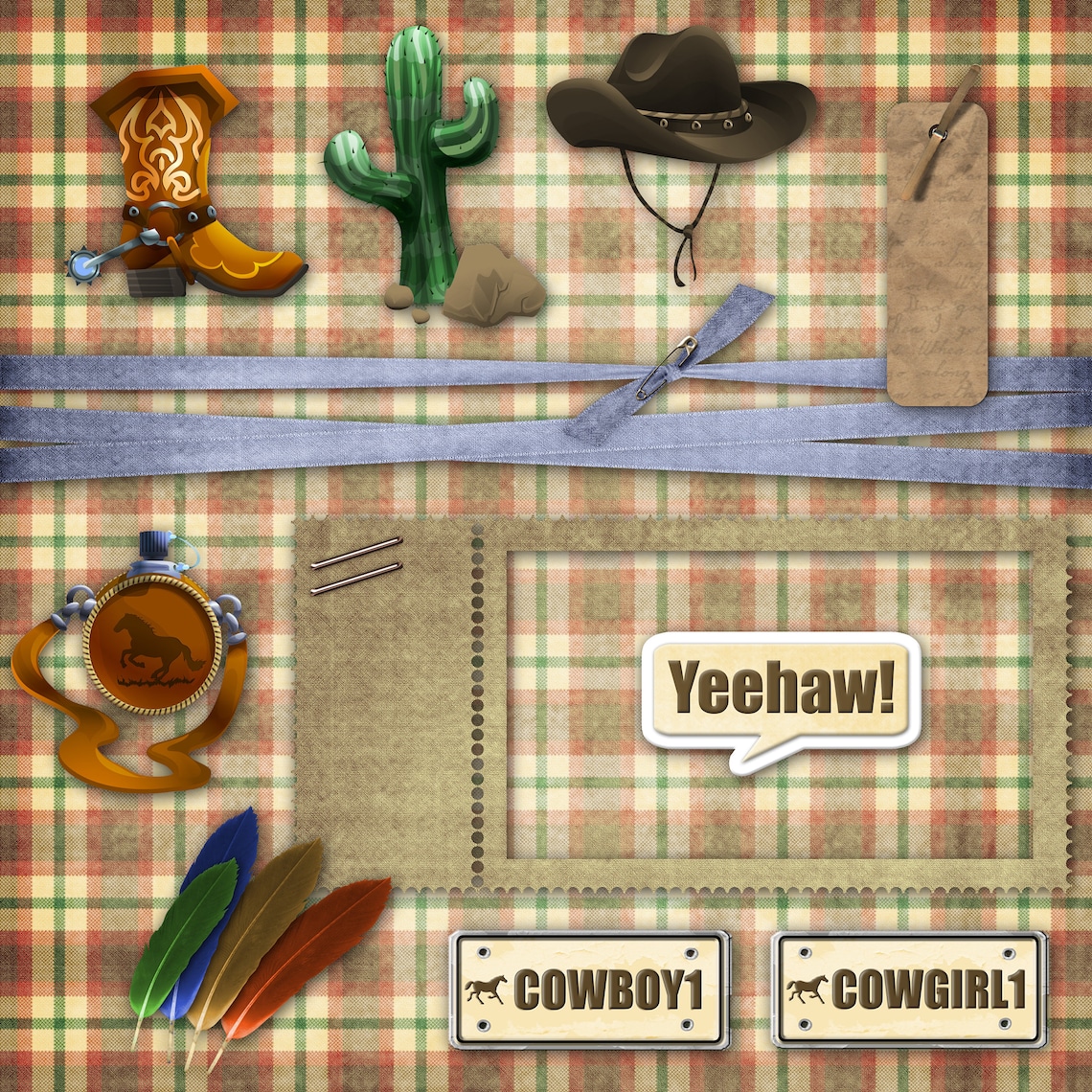 Wild West Digital Scrap Elements Printable Plus FREE BONUS PAPERS ...