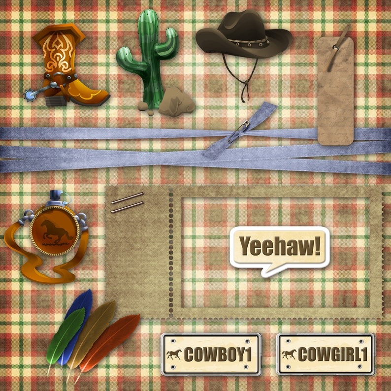 Wild West Digital Scrap Elements Printable Plus FREE BONUS PAPERS ...