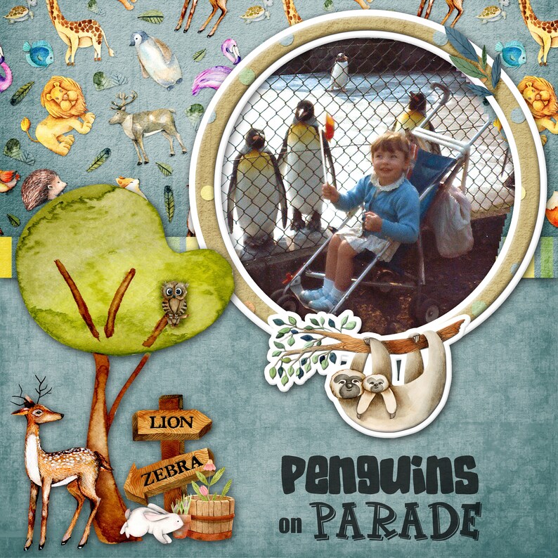 Trip to the Zoo Digiscrap Kit Digital Scrapbooking Printable Animals ...