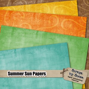 20 Summer Sun Digital Papers Printable Digiscrap Scrapbook Card Making ...