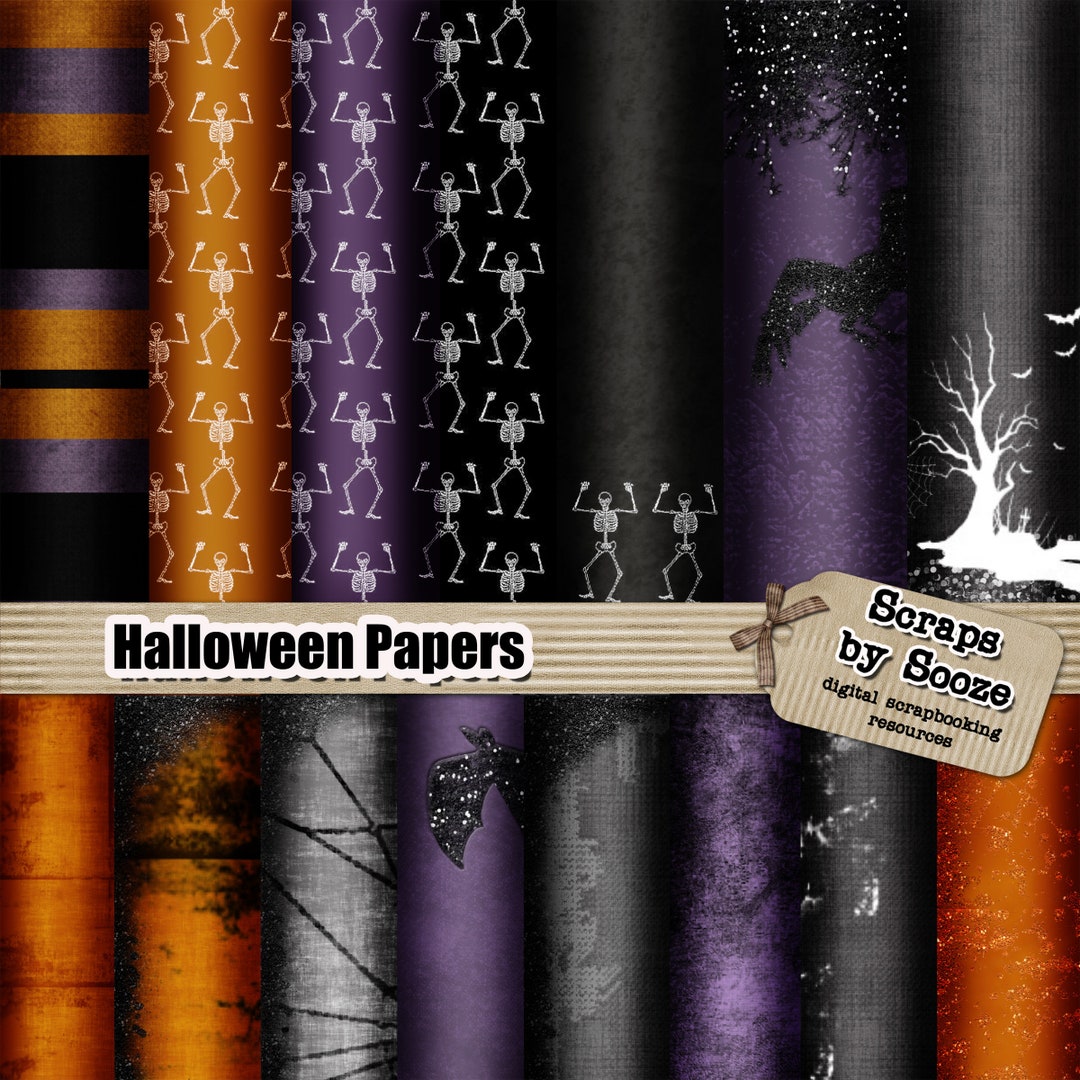 16 Halloween Papers Digiscrap Printable Scrapbook Card Making ...
