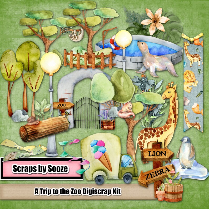 Trip to the Zoo Digiscrap Kit Digital Scrapbooking - Etsy