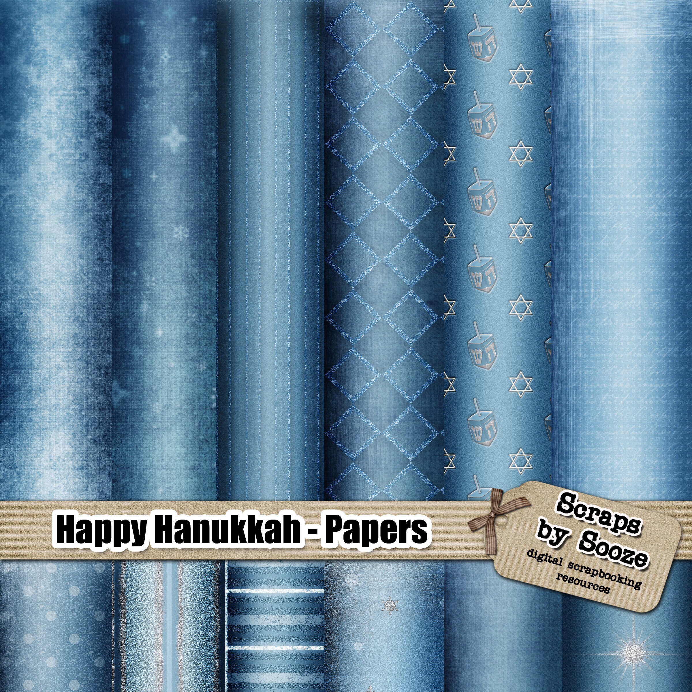 Happy Hanukkah Digiscrap Kit Printable Scrapbook Papercraft gelt ...