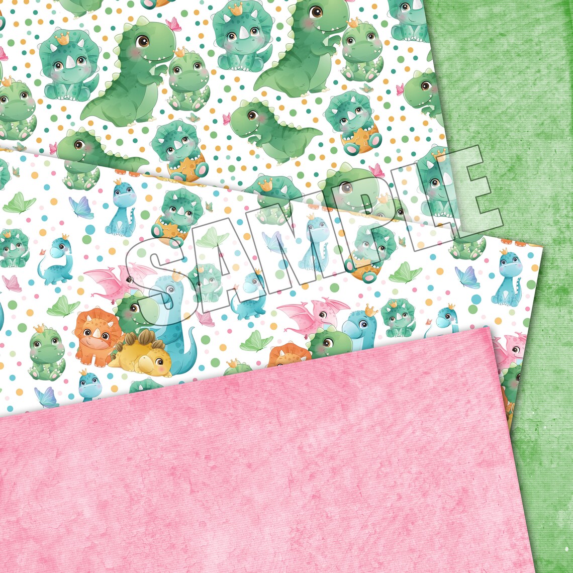 Cute Dinosaurs Digital Paper Pack Printable Digiscrap | Etsy UK