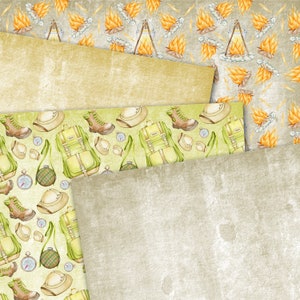 12 Let's Go Camping Digital Papers Printable Scrapbooking Papercrafts ...
