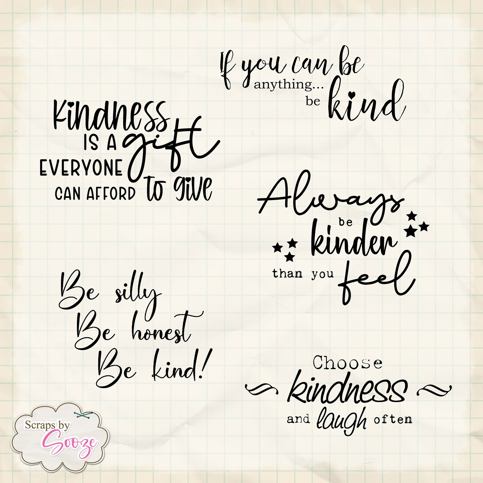 Kindness Wordart 300dpi Png Phrases Words Quotes Digital Scrapbooking ...