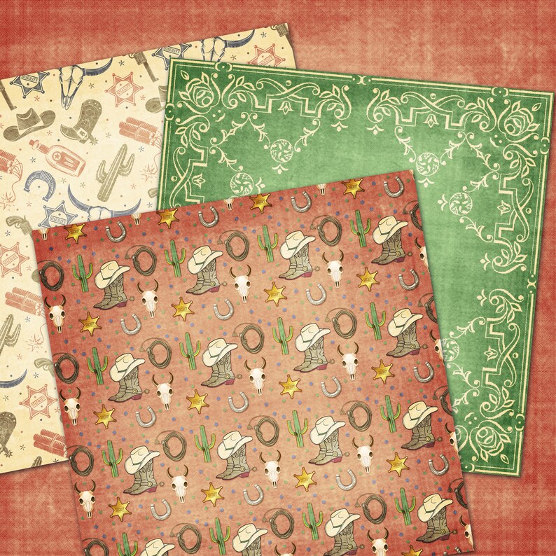Wild West Digital Papers Set 1 Printable Cowboys Western Digiscrap ...