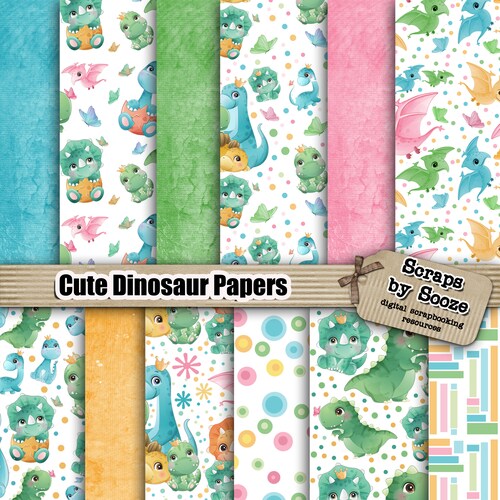 Dino Fun Dinosaurs Printable Digital Paper Pack - Etsy