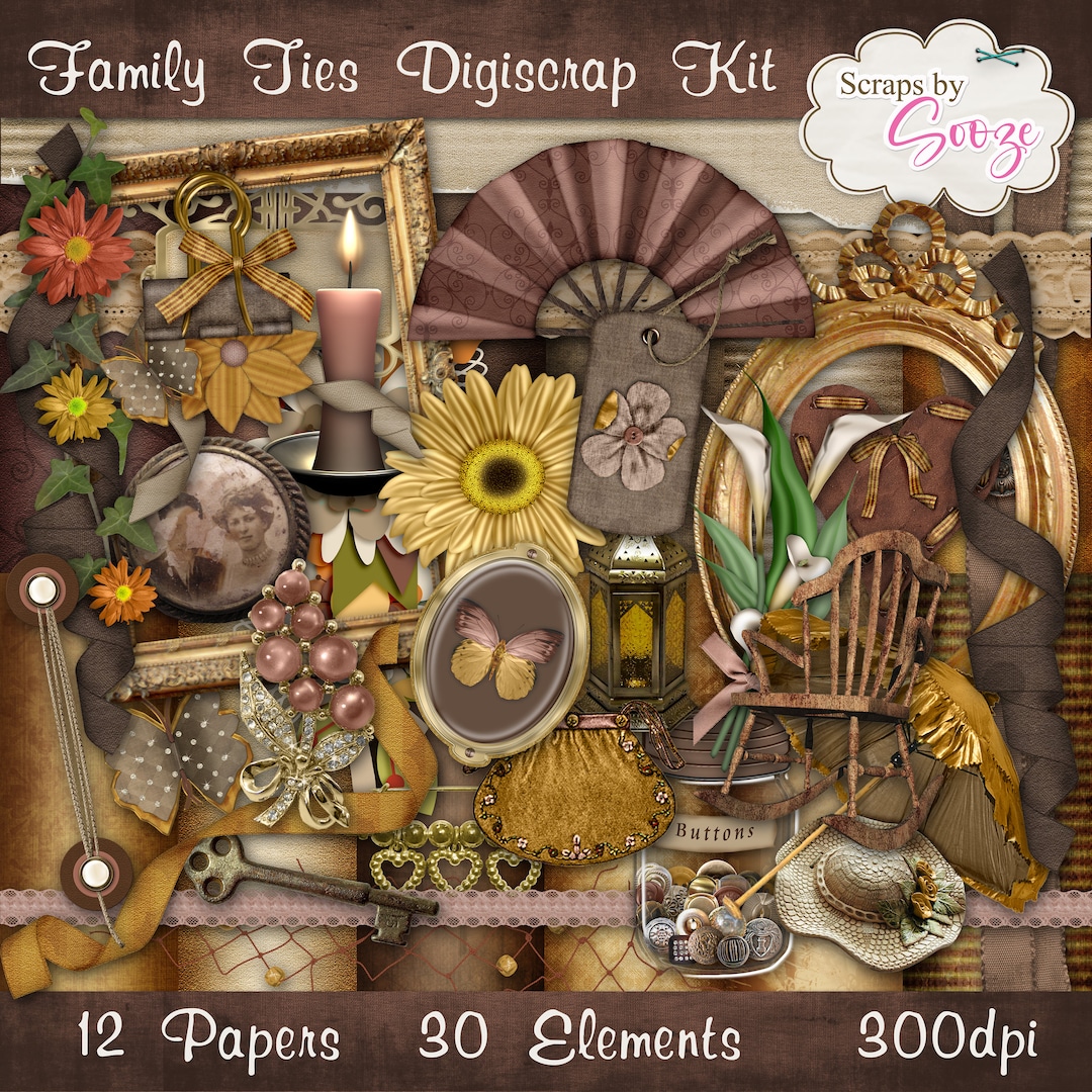 Family Ties Digiscrap Kit Digital Scrapbooking Ancestry Genealogy ...