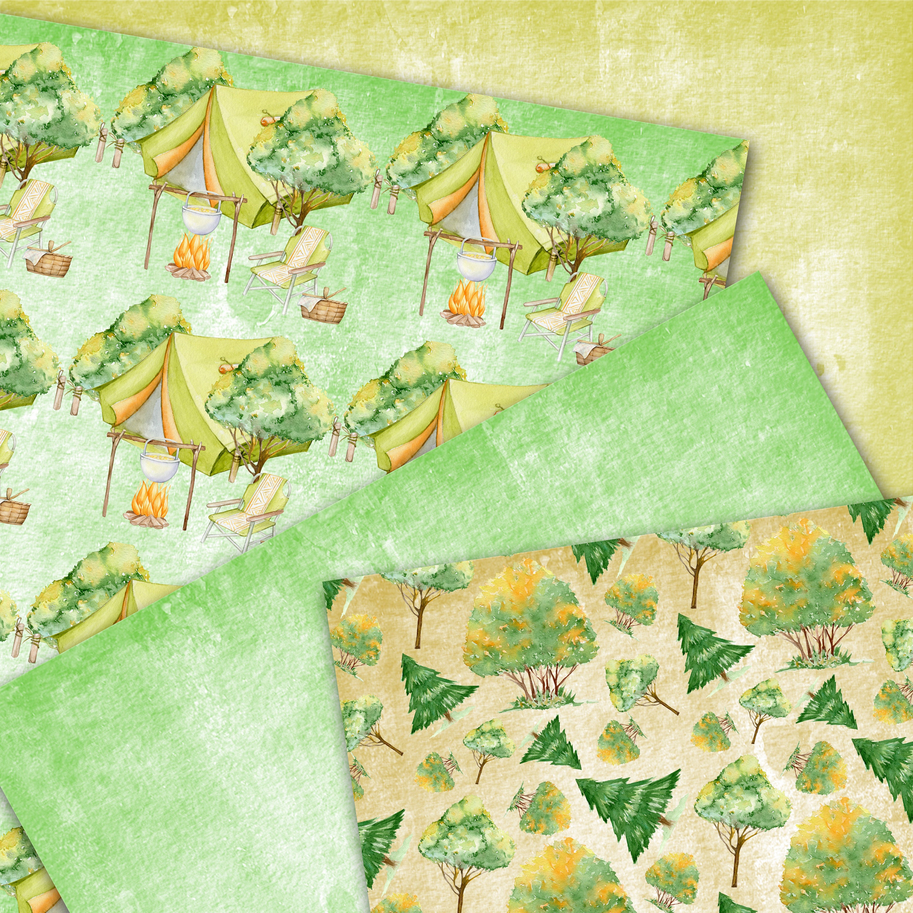 12 Let's Go Camping Digital Papers Printable Scrapbooking Papercrafts ...