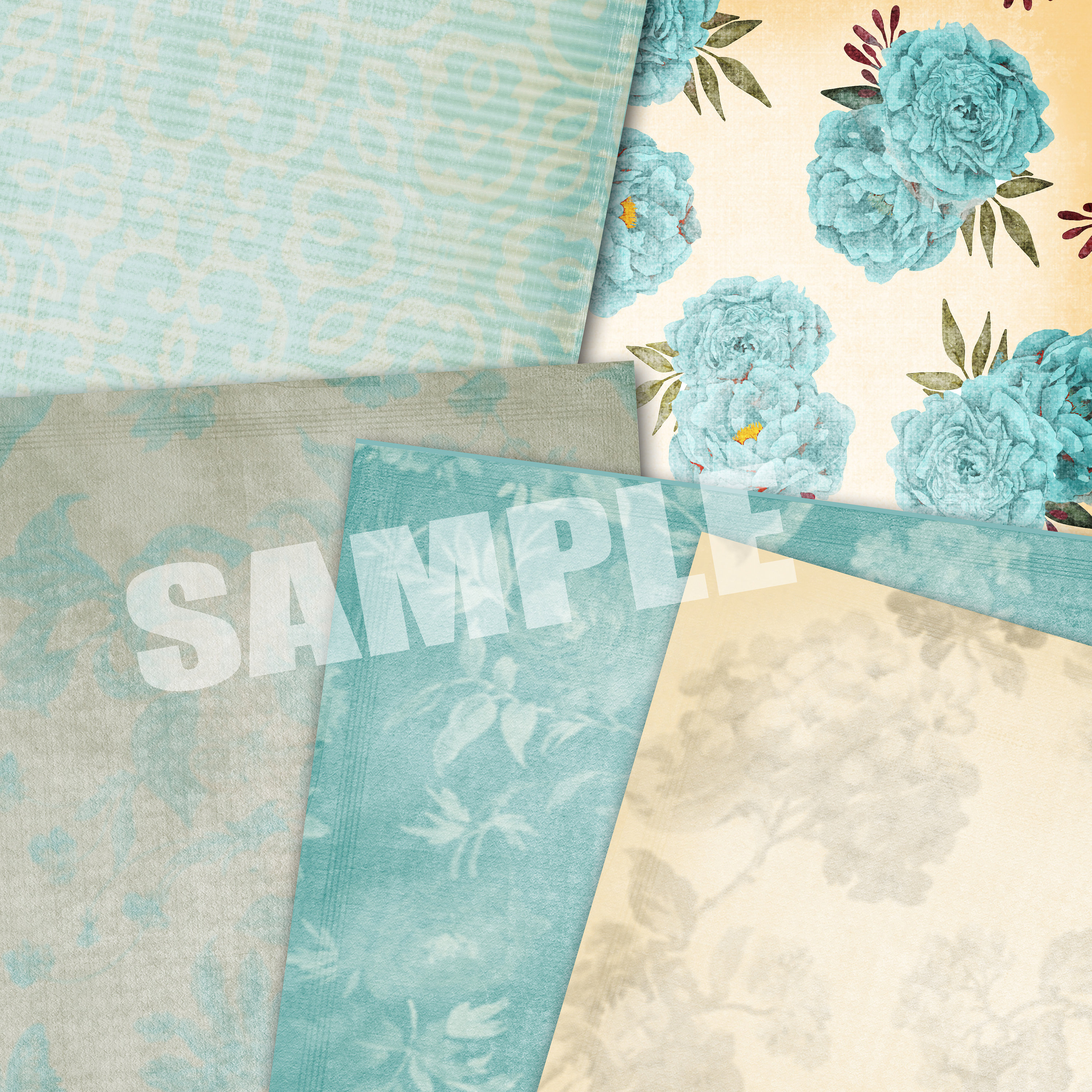 15 Vintage Digital Papers Background Floral 12x12 3600x3600 Px Jpeg 