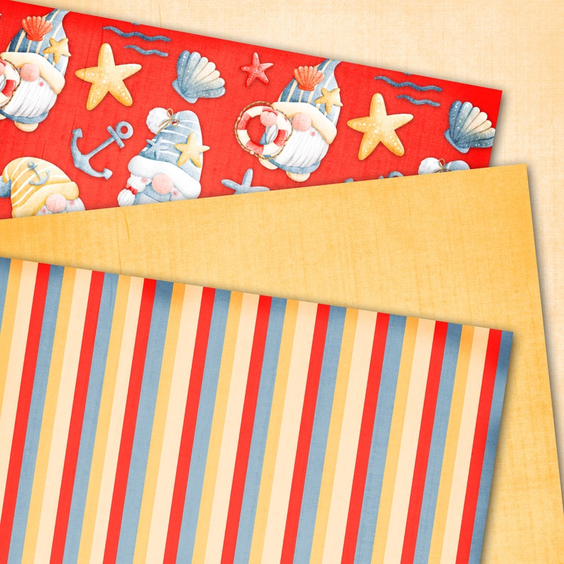 18 Nautical Gnomes Digital Papers Digiscrap Backgroud Printable Sailing ...