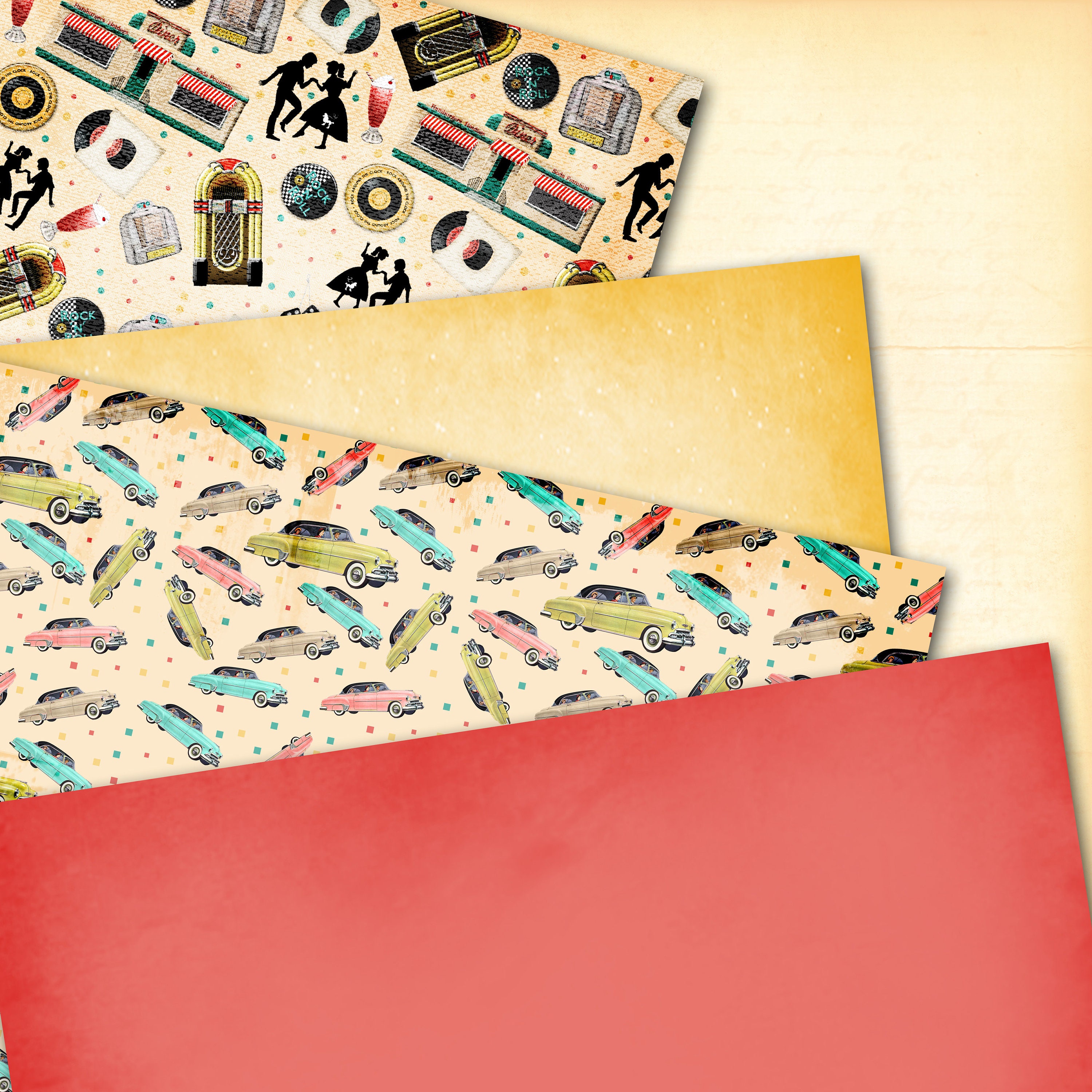 Back to the 50s Digital Papers Scrapbooking Digiscrap Retro Printable ...