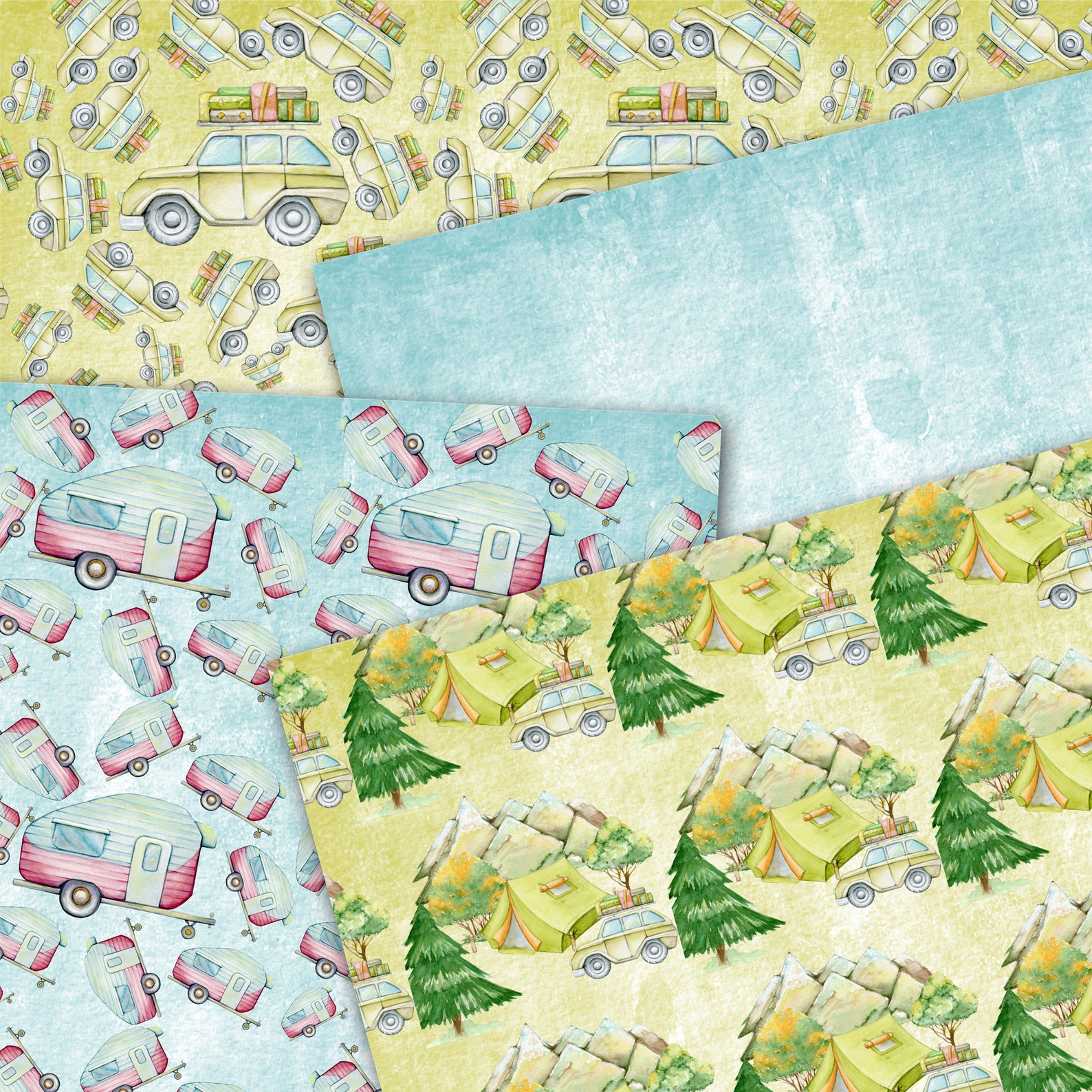 12 Let's Go Camping Digital Papers Printable Scrapbooking Papercrafts ...