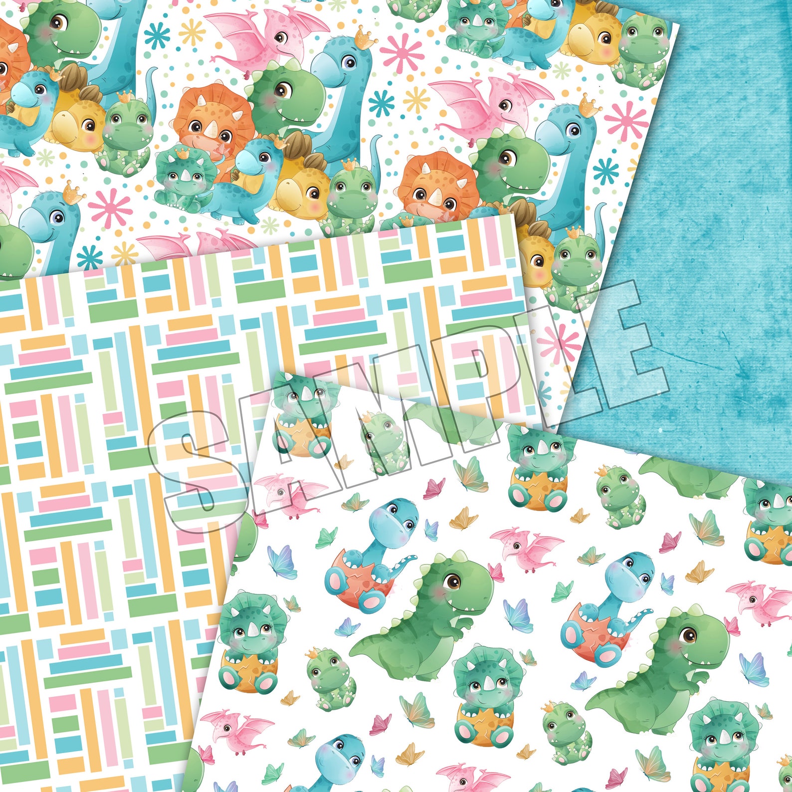 Cute Dinosaurs Digital Paper Pack Printable Digiscrap - Etsy