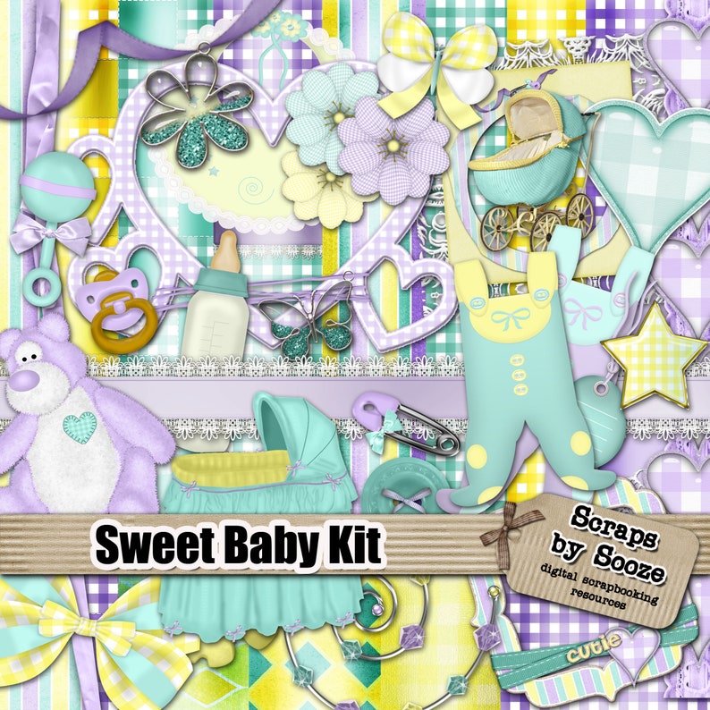 Sweet Baby Digital Scrapbooking Kit Printable Digiscrap Card Making ...
