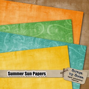 20 Summer Sun Digital Papers Printable Digiscrap Scrapbook Card Making ...