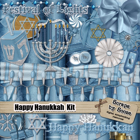 Happy Hanukkah Digiscrap Kit Printable | Etsy