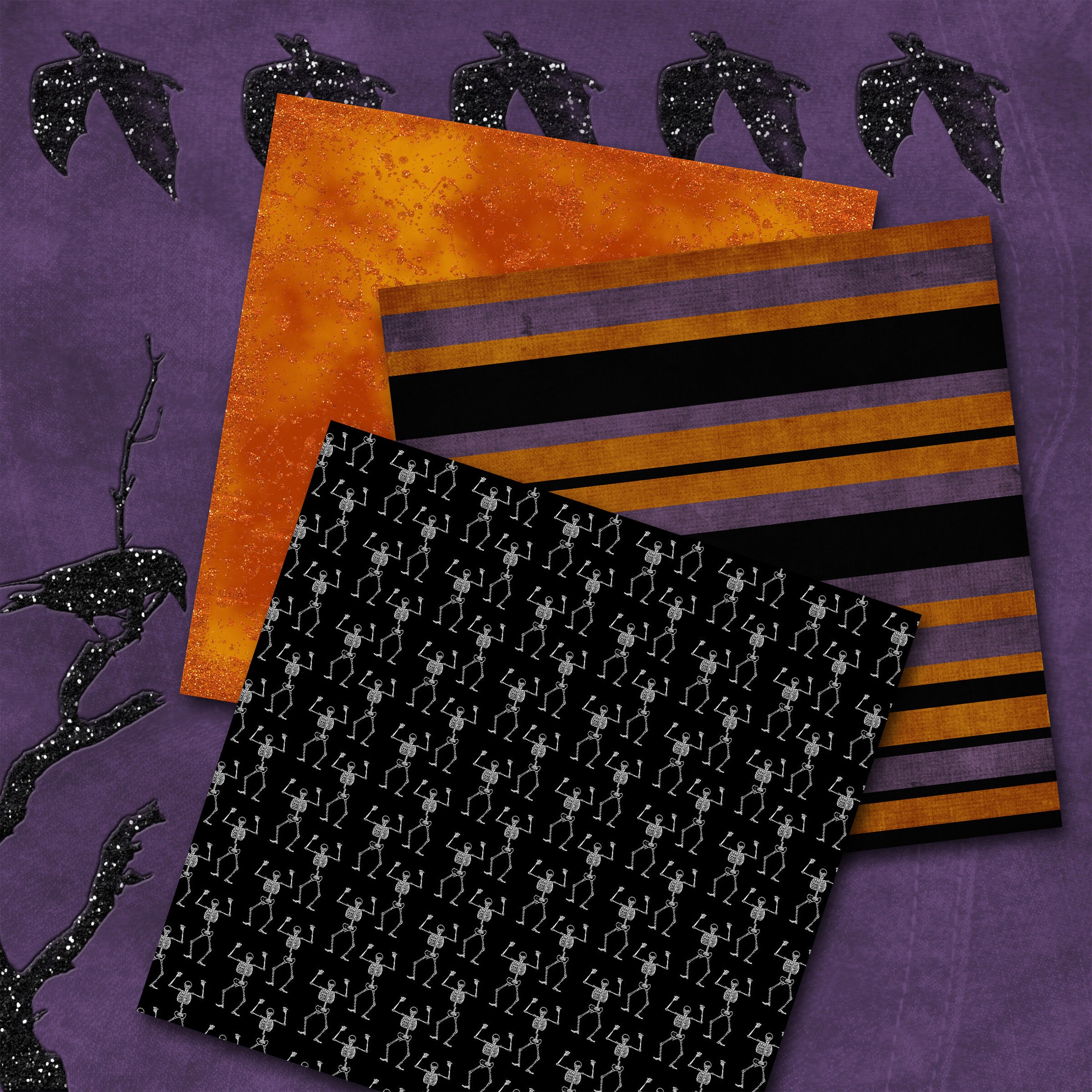 16 Halloween Papers Digiscrap Printable Scrapbook Card Making ...