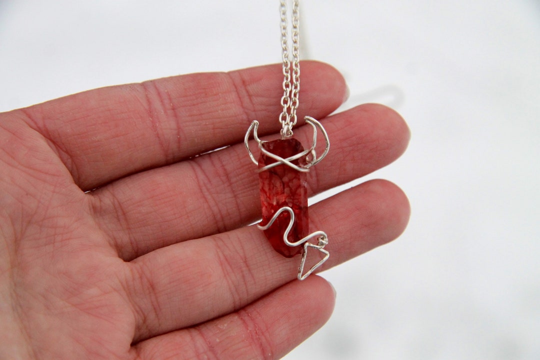 Devil Crystal Necklace //// Devilish Evil Cute Goth Alt Dark Red ...