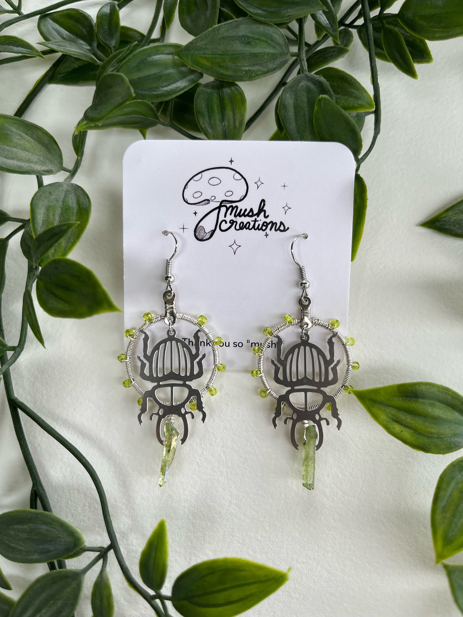 Jade Beetle Earrings //// Beetle Earrings // Bug Earrings // Crystal ...