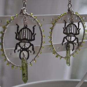 Jade Beetle Earrings //// Beetle Earrings // Bug Earrings // Crystal ...