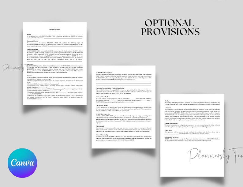 Editable and Printable Staffing Agency Contracts Template, Recruitment ...