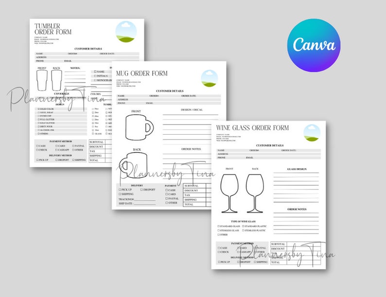 Editable and Printable Order Forms Bundle, Tshirt, Tumbler, Invoice ...