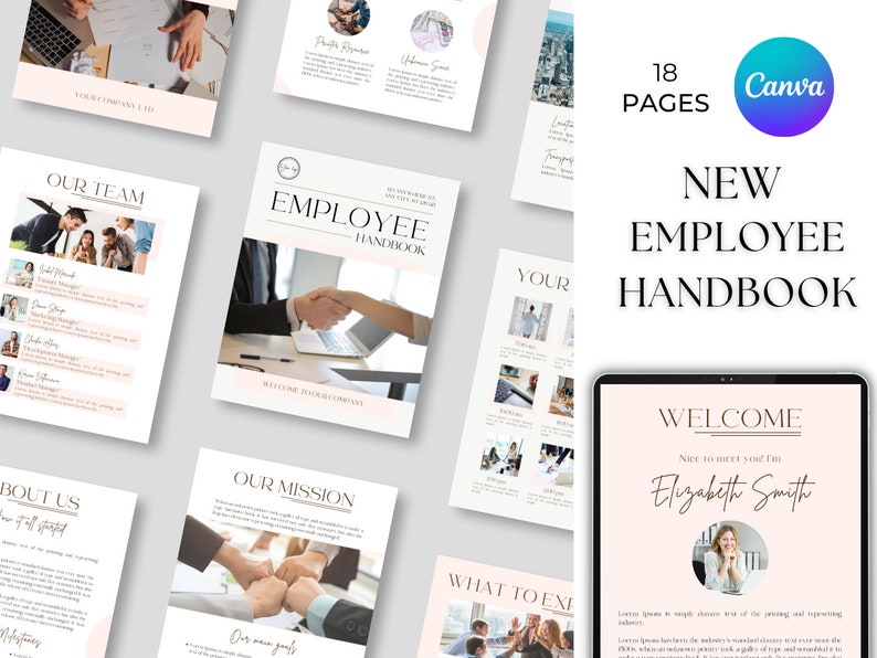 Editable and Printable Employee Handbook Template, New Employee ...