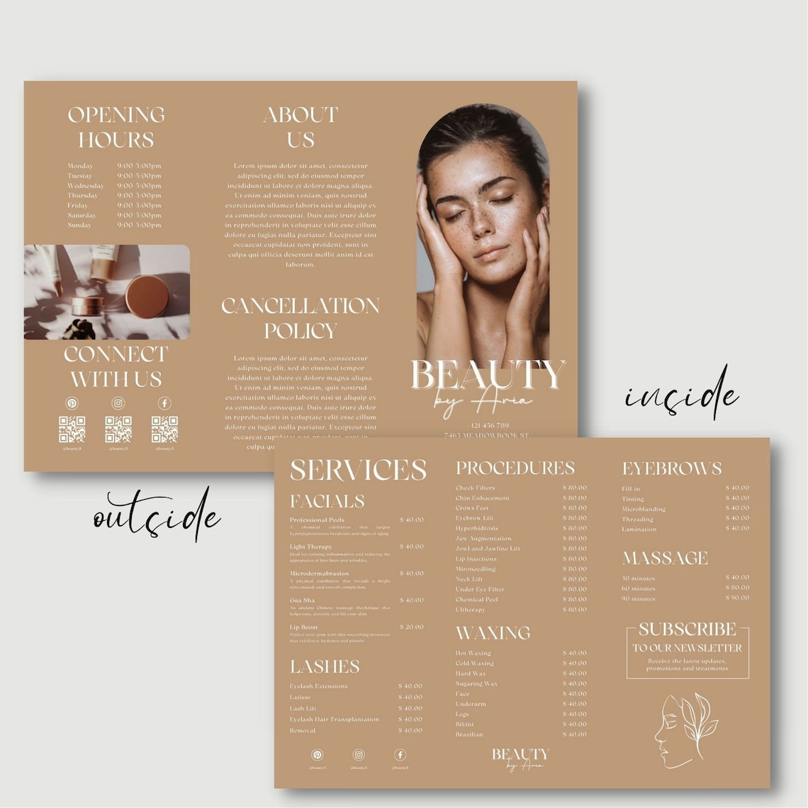 Editable and Printable Minimalist Trifold Brochure Template, Editable ...