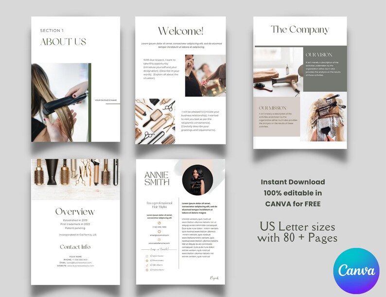 Editable Hair Stylist Business Plan Template, Printable Hairdresser ...