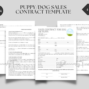 Editable Puppy Sales Contract Template, Dog or Puppy Sale Contract ...
