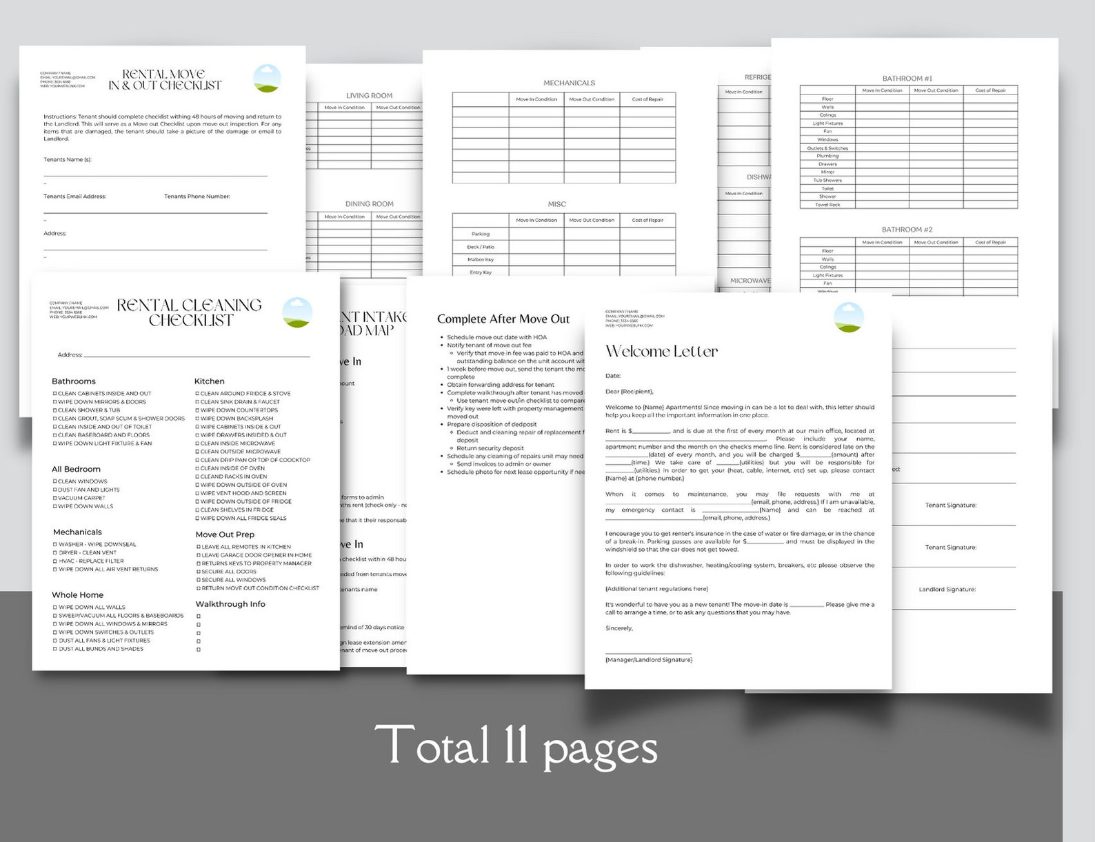 Editable and Printable Property Management Bundle Template, Tenant ...